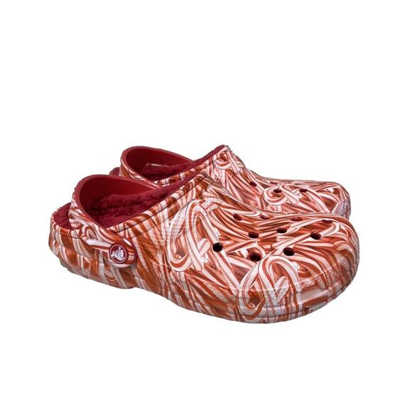 CROCS | Shoes | Crocs Womens 7 Men 5 Classic Lined Candy Cane Clogs ...